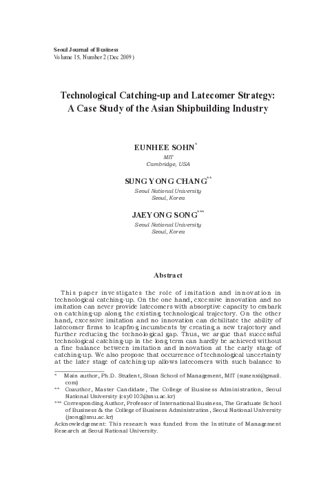 (PDF) Technological Catching-up and Latecomer Strategy: A Case Study of ...