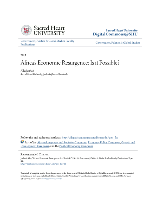 (PDF) Africa’s Economic Resurgence: Is it Possible?