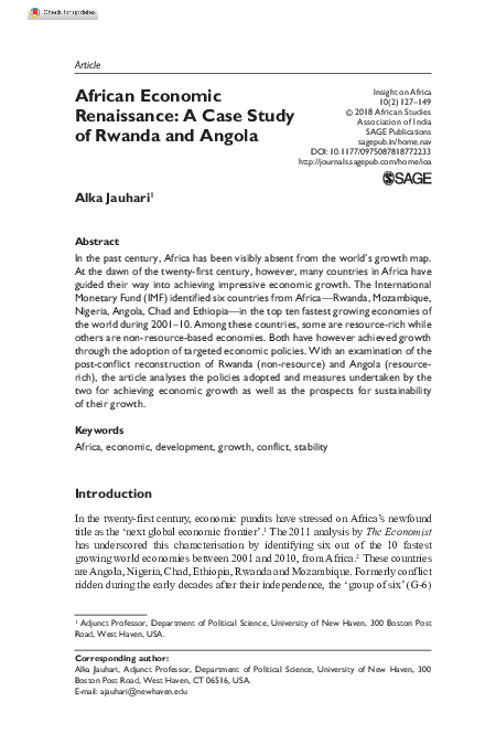 (PDF) African Economic Renaissance: A Case Study of Rwanda and Angola