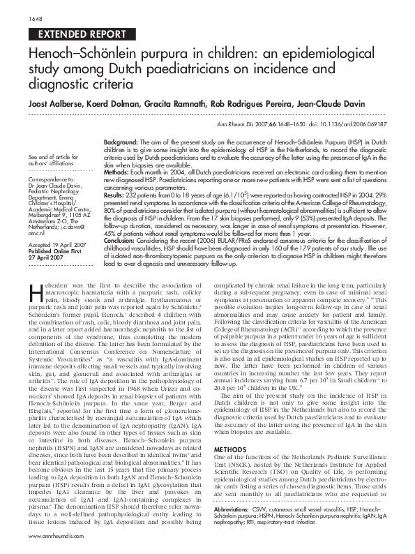 (PDF) Henoch-Schonlein Purpura and Ascariasis: A Case Report | Sarah ...