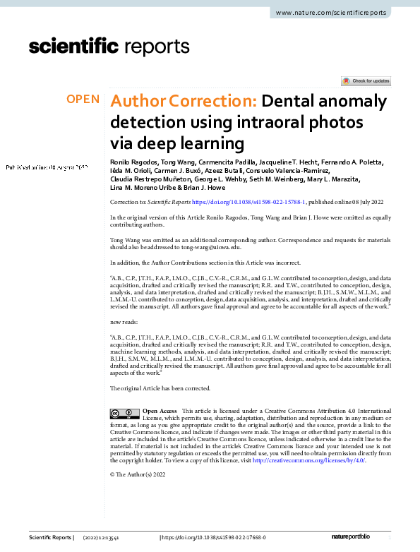 (PDF) Dental Anomaly Detection via Deep Learning