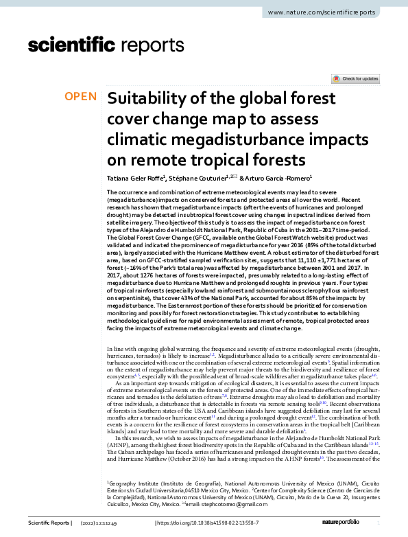 (PDF) Suitability of the global forest cover change map to assess ...