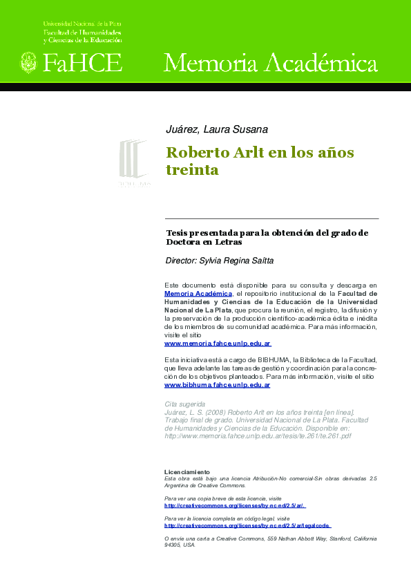 (PDF) Roberto Arlt en los años treinta