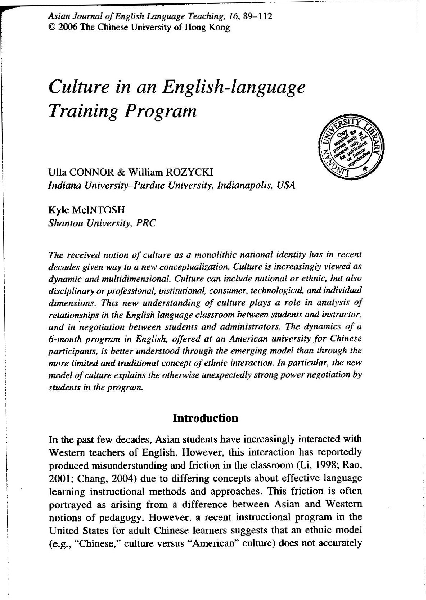 (PDF) Culture in an English-language training program