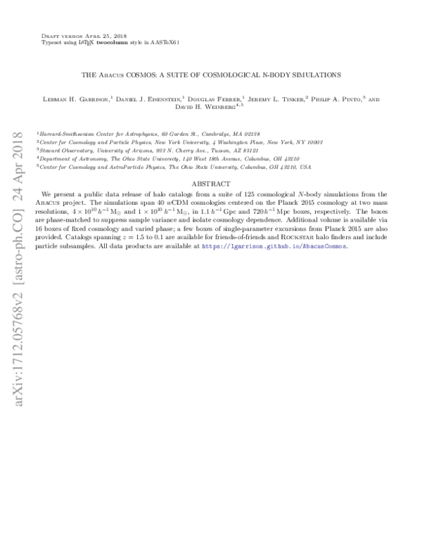(PDF) The Abacus Cosmos: A Suite of Cosmological N -body Simulations