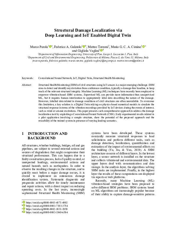 (PDF) Structural Damage Localization via Deep Learning and IoT Enabled Digital Twin