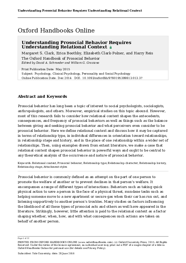 Pdf Understanding Prosocial Behavior Requires Understanding Relational Context