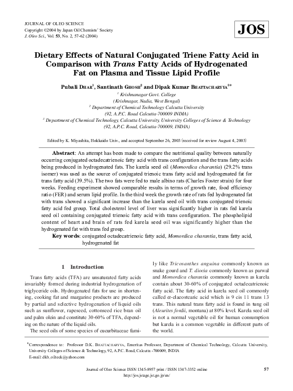 (PDF) Comparative Effects of Natural Conjugated Triene vs Trans Fatty ...