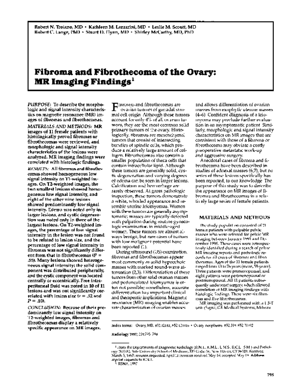 (PDF) Fibroma and fibrothecoma of the ovary: MR imaging findings