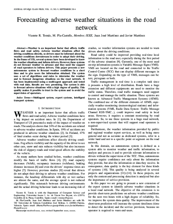 (PDF) Forecasting Adverse Weather Situations in the Road Network