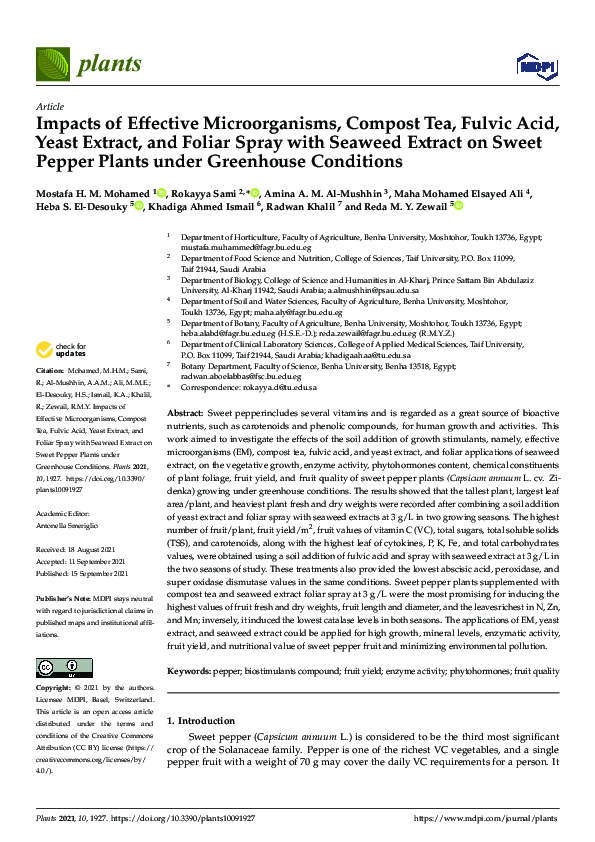 (PDF) Impacts of Effective Microorganisms, Compost Tea, Fulvic Acid ...