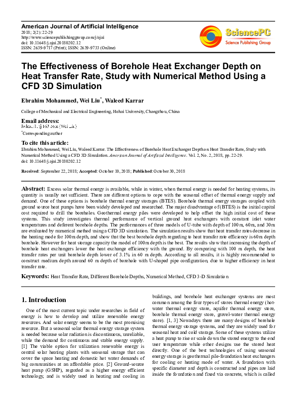 (PDF) The Effectiveness of Borehole Heat Exchanger Depth on Heat Transfer Rate, Study with ...