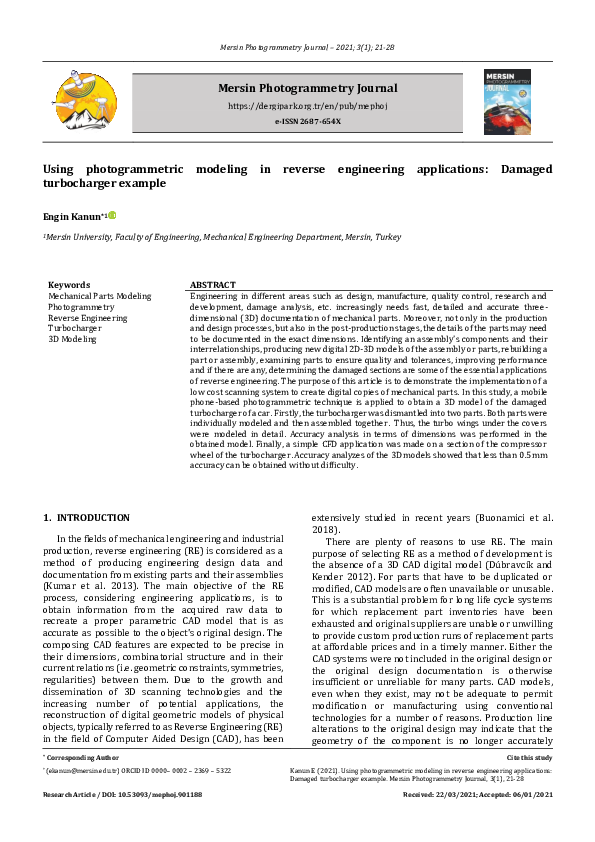 (PDF) Using photogrammetric modeling in reverse engineering ...