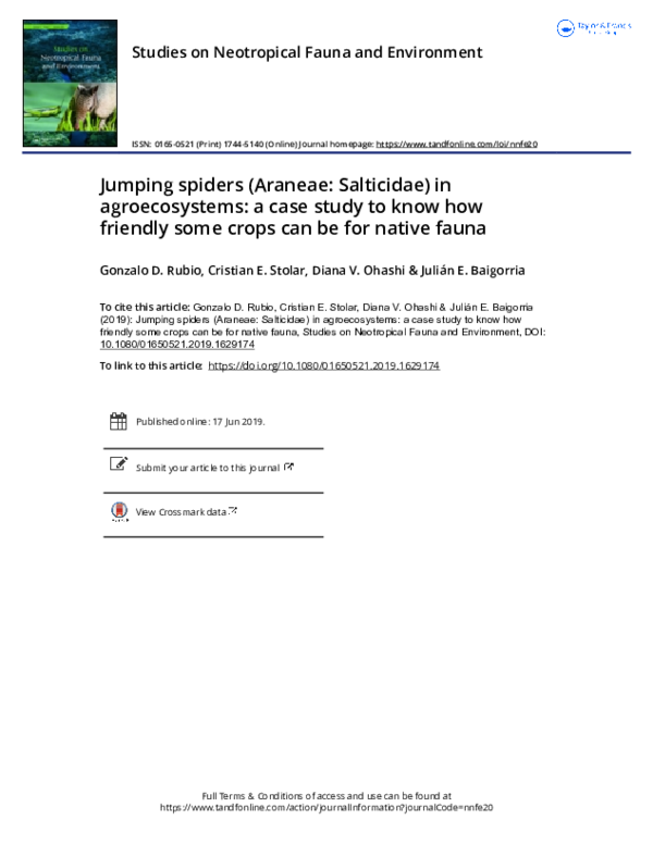 (PDF) Jumping spiders (Araneae: Salticidae) in agroecosystems: a case ...