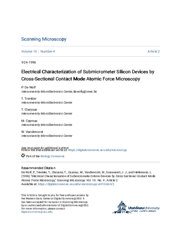 (PDF) Electrical Characterization of Submicrometer Silicon Devices by ...