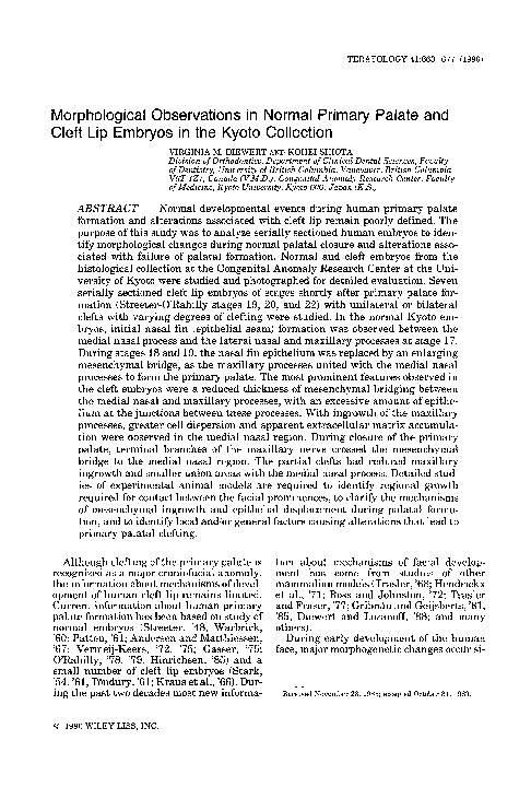 (PDF) Morphological observations in normal primary palate and cleft lip ...