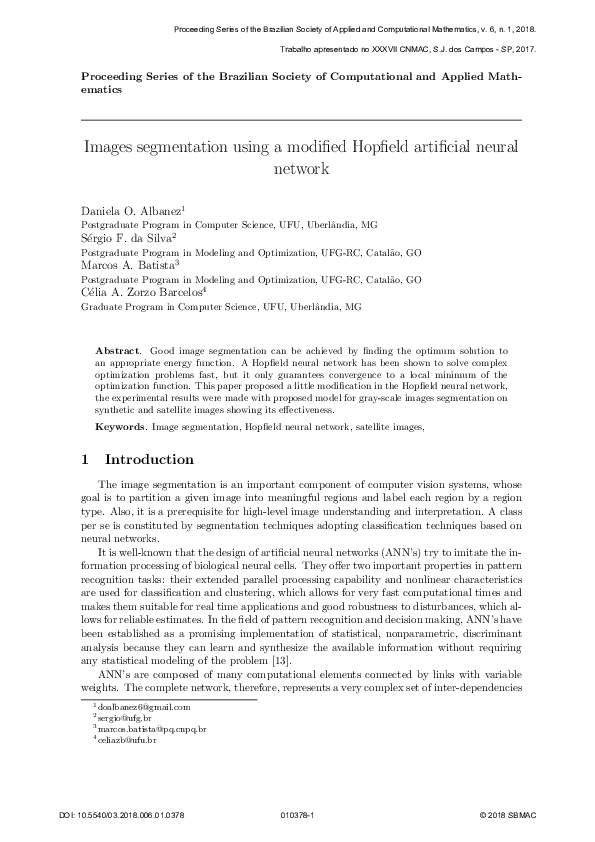 Pdf Images Segmentation Using A Modified Hopfield Artificial Neural Network Marcos Batista