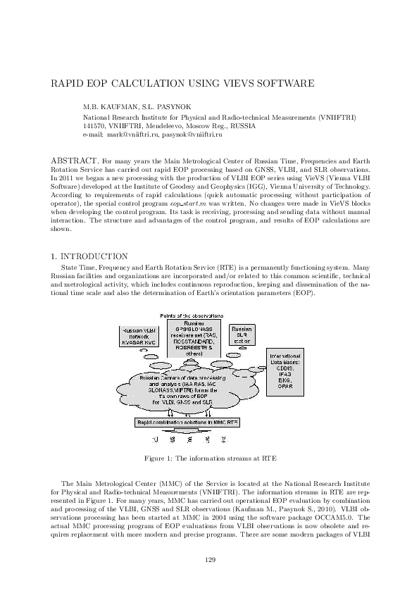 (PDF) Rapid EOP calculations using VieVS software