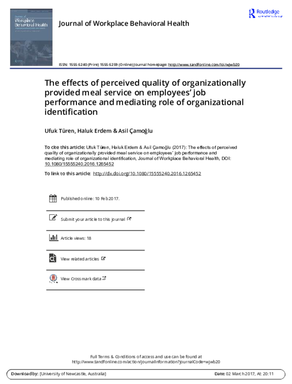 (PDF) The effects of perceived quality of organizationally provided meal service on employees ...