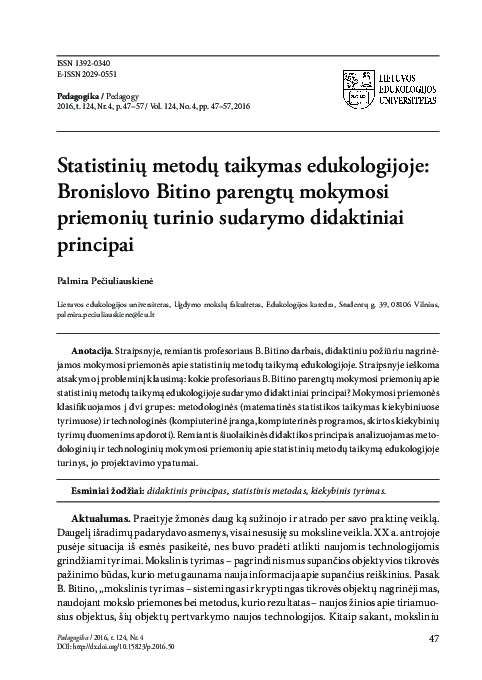 (PDF) Statistinių metodų taikymas edukologijoje: Bronislovo Bitino parengtų mokymosi priemonių ...