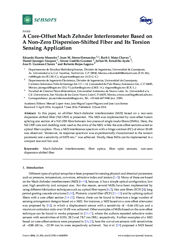 (PDF) A Core-Offset Mach Zehnder Interferometer Based on A Non-Zero ...