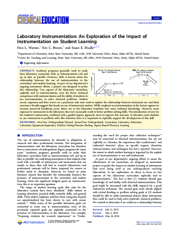 (PDF) Laboratory Instrumentation: An Exploration of the Impact of Instrumentation on Student ...