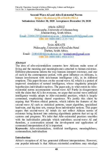 (PDF) Second Wave AI and Afroexistential Norms