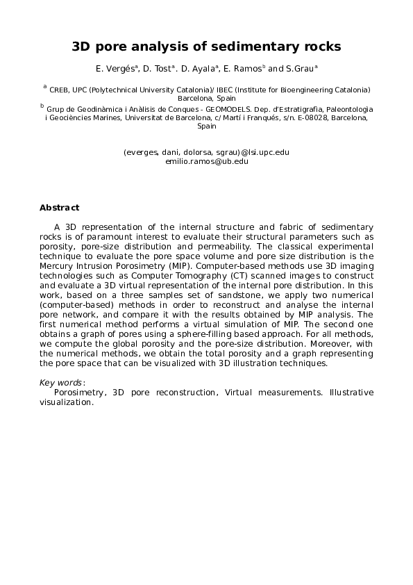 (PDF) 3D pore analysis of sedimentary rocks