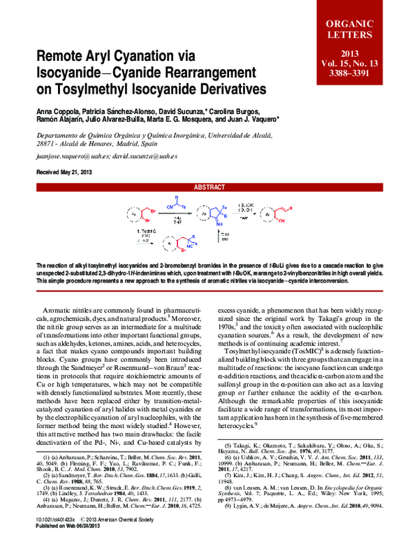 (PDF) Remote Aryl Cyanation via Isocyanide–Cyanide Rearrangement on ...