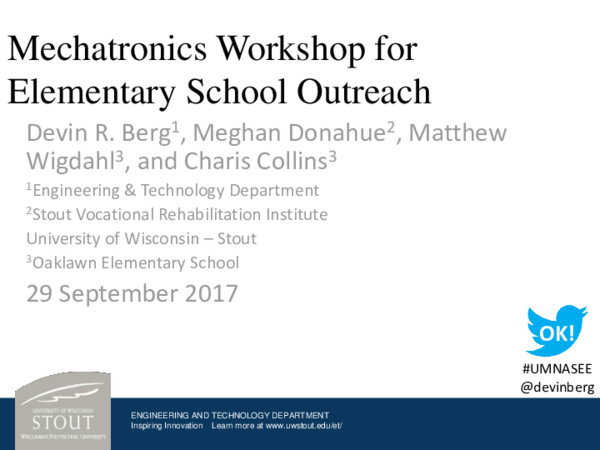 (PDF) Mechatronics Workshop for Elementary School Outreach | Devin Berg - Academia.edu