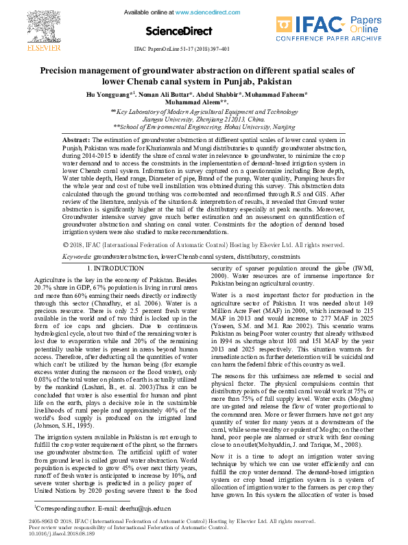 (PDF) Precision management of groundwater abstraction on different spatial scales of lower ...