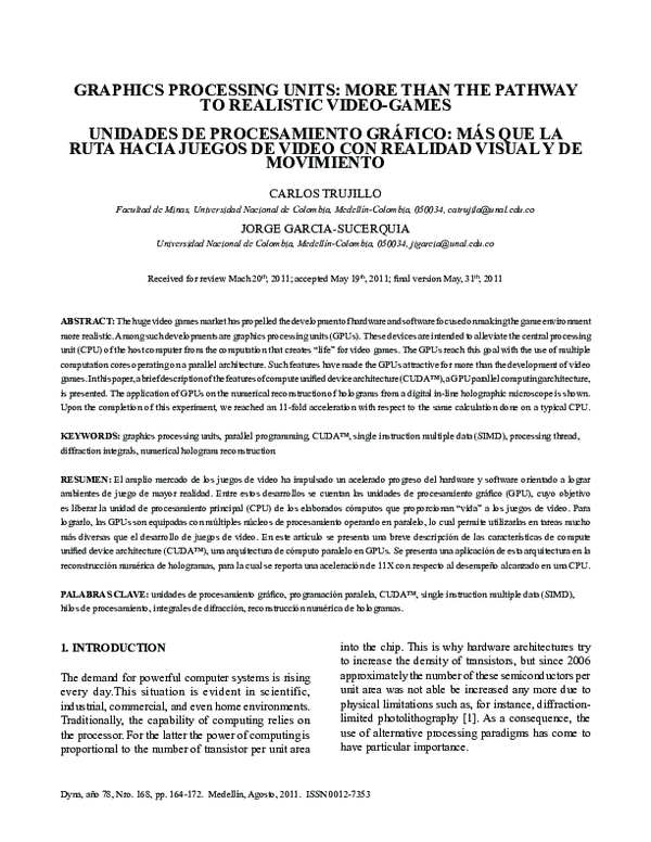 (PDF) Graphics Processing Units: More Than the Pathway to Realistic Video-Games Unidades De ...