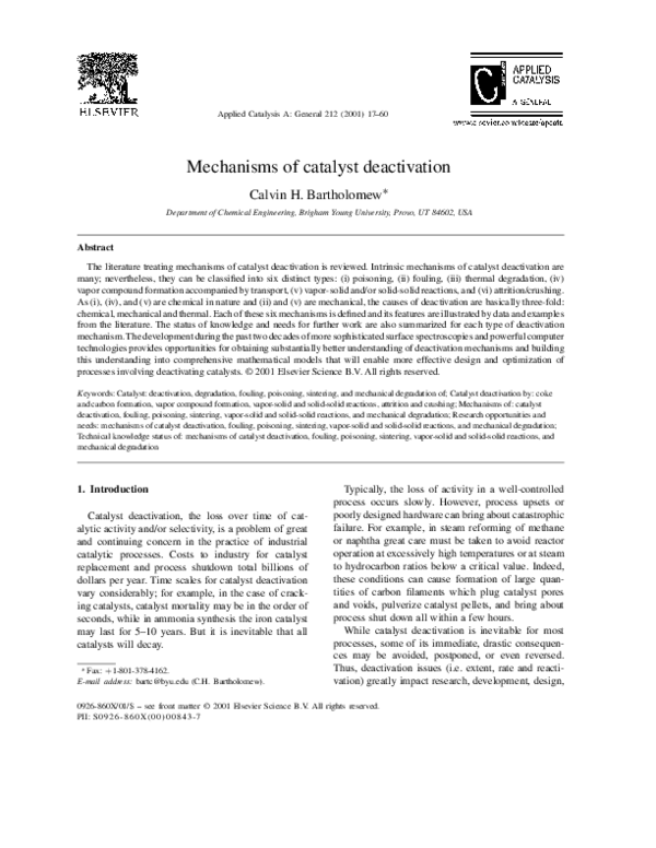(PDF) Mechanisms of catalyst deactivation