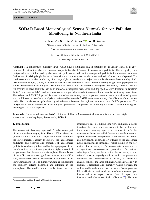 Pdf Sodar Based Meteorological Sensor Network For Air Pollution
