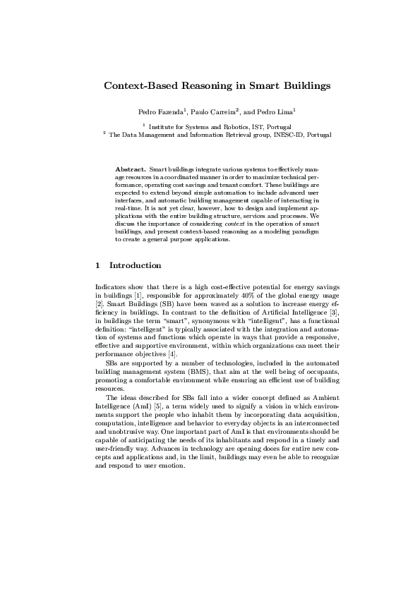 (PDF) Context-Based Reasoning in Smart Buildings