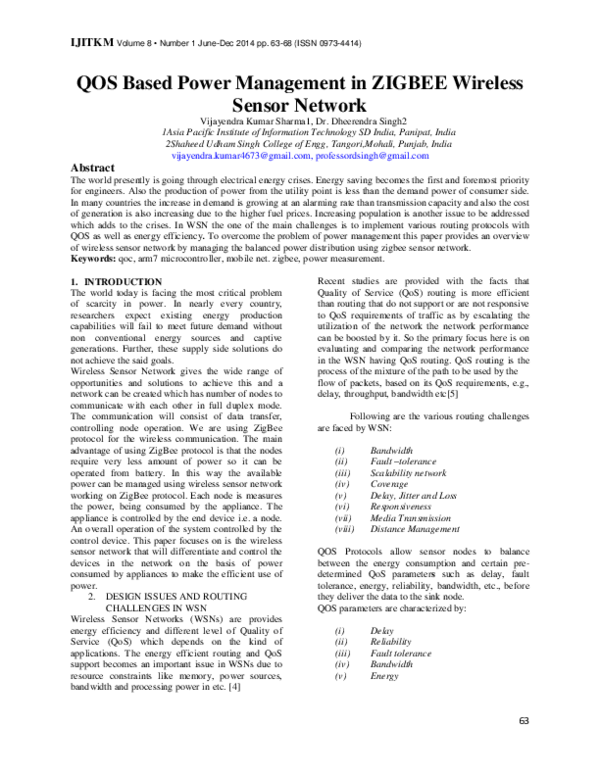Pdf Qos Based Power Management In Zigbee Wireless Sensor Network Dr