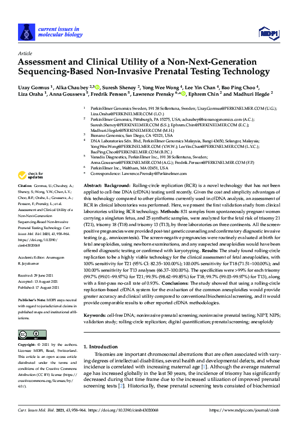 (PDF) Assessment and clinical utility of a non-Next-Generation ...