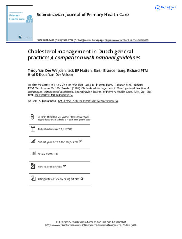 (PDF) Cholesterol management in Dutch general practice: A comparison ...