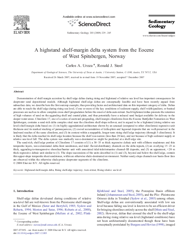 (PDF) A highstand shelf-margin delta system from the Eocene of West ...