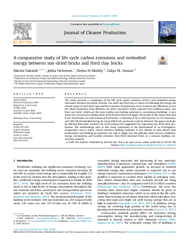 A comparative study of life cycle carbon emissions and embodied energy ...