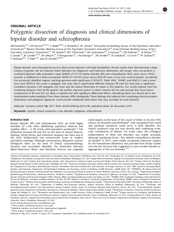 (PDF) Polygenic dissection of diagnosis and clinical dimensions of bipolar disorder and ...