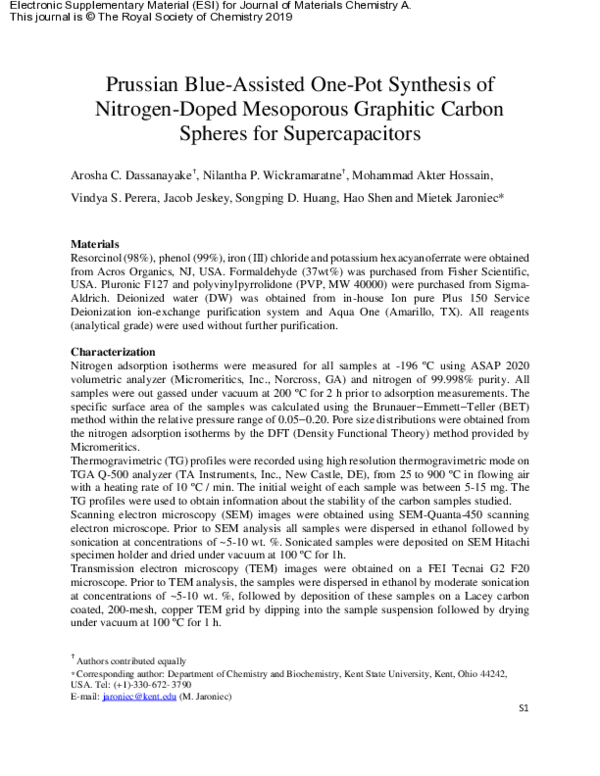 (PDF) Prussian Blue-Assisted One-Pot Synthesis of Nitrogen-Doped ...