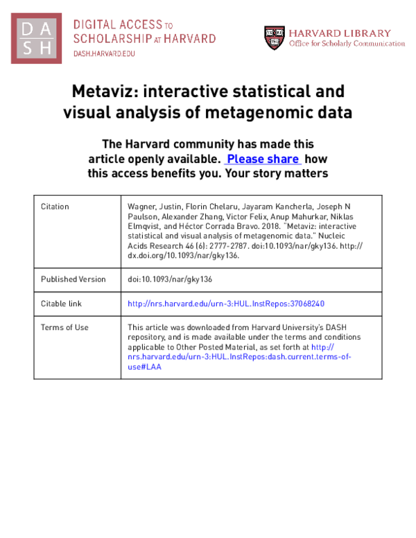 Pdf Metaviz Interactive Statistical And Visual Analysis Of