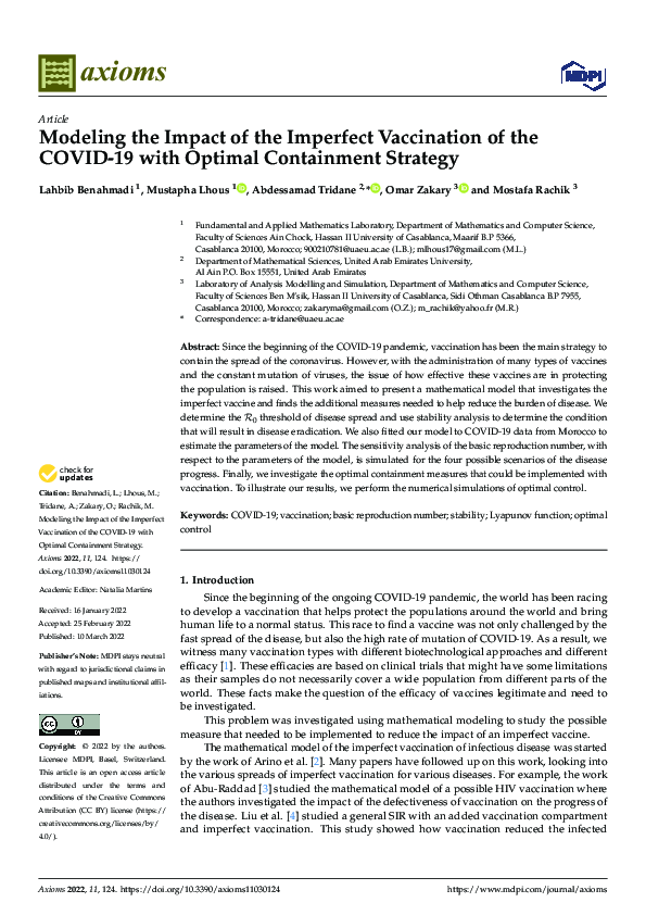 (PDF) Modeling the Impact of the Imperfect Vaccination of the COVID-19 ...