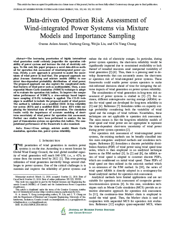 (PDF) Data-driven Operation Risk Assessment of Wind-integrated Power Systems via Mixture Models ...