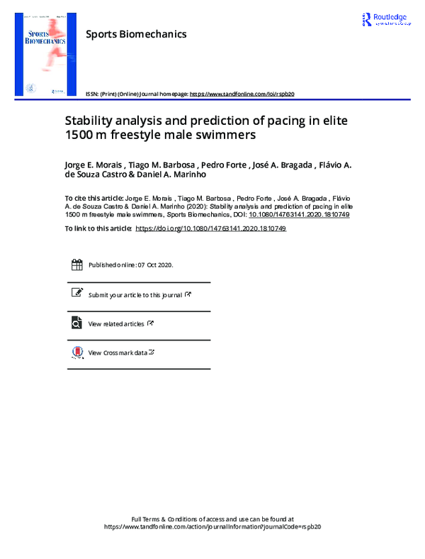 (PDF) Stability analysis and prediction of pacing in elite 1500 m freestyle male swimmers