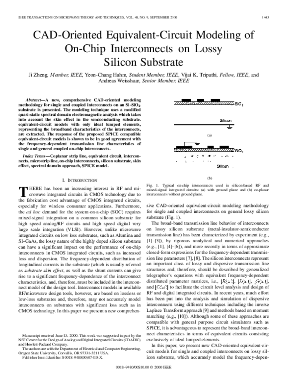 Pdf Cad Oriented Equivalent Circuit Modeling Of On Chip Interconnects