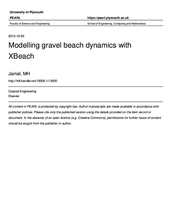 (PDF) Modelling gravel beach dynamics with XBeach
