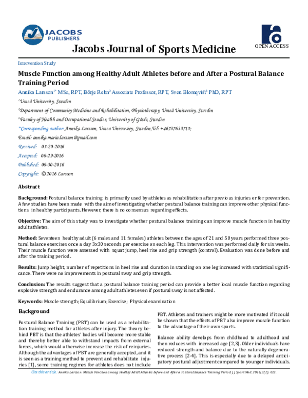 (PDF) Muscle function among healthy adult athletes before and after a ...