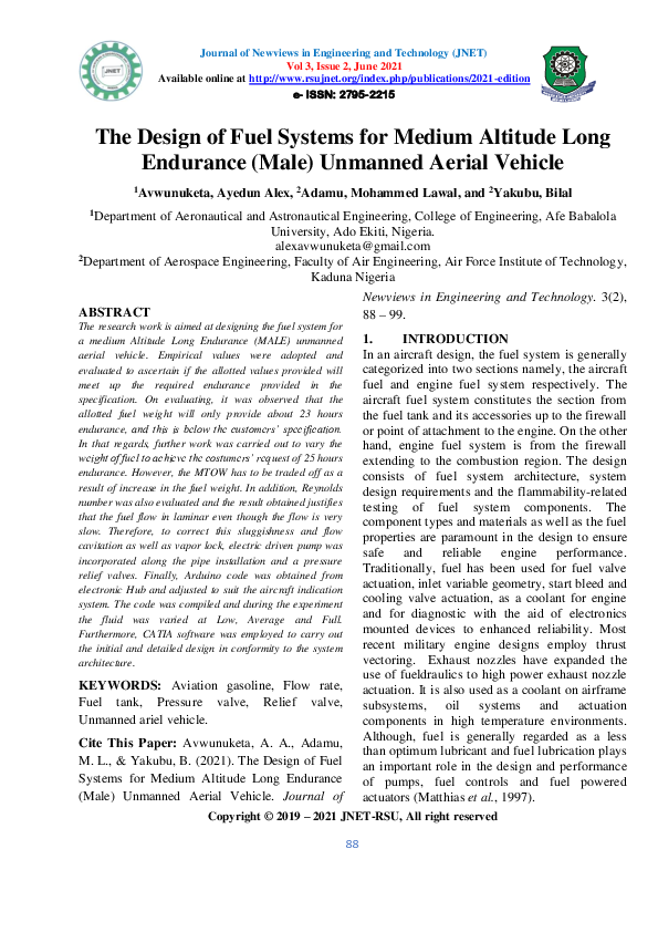 (PDF) The Design of Fuel Systems for Medium Altitude Long Endurance ...